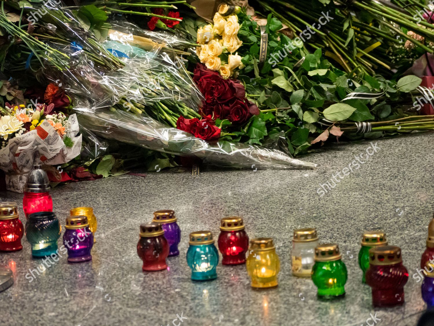 Flower Candle Placed Spontaneous Memorial Corner Editorial Stock Photo ...
