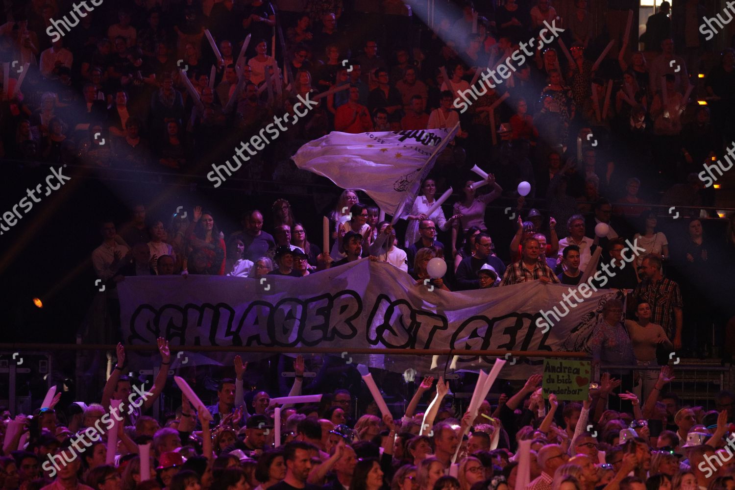 Crowd Members Hold Sign Reading Schlager Editorial Stock Photo - Stock ...