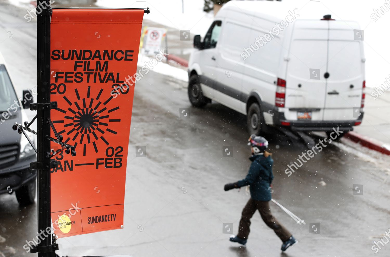 Skier Walks Across Old Main Street Editorial Stock Photo - Stock Image ...