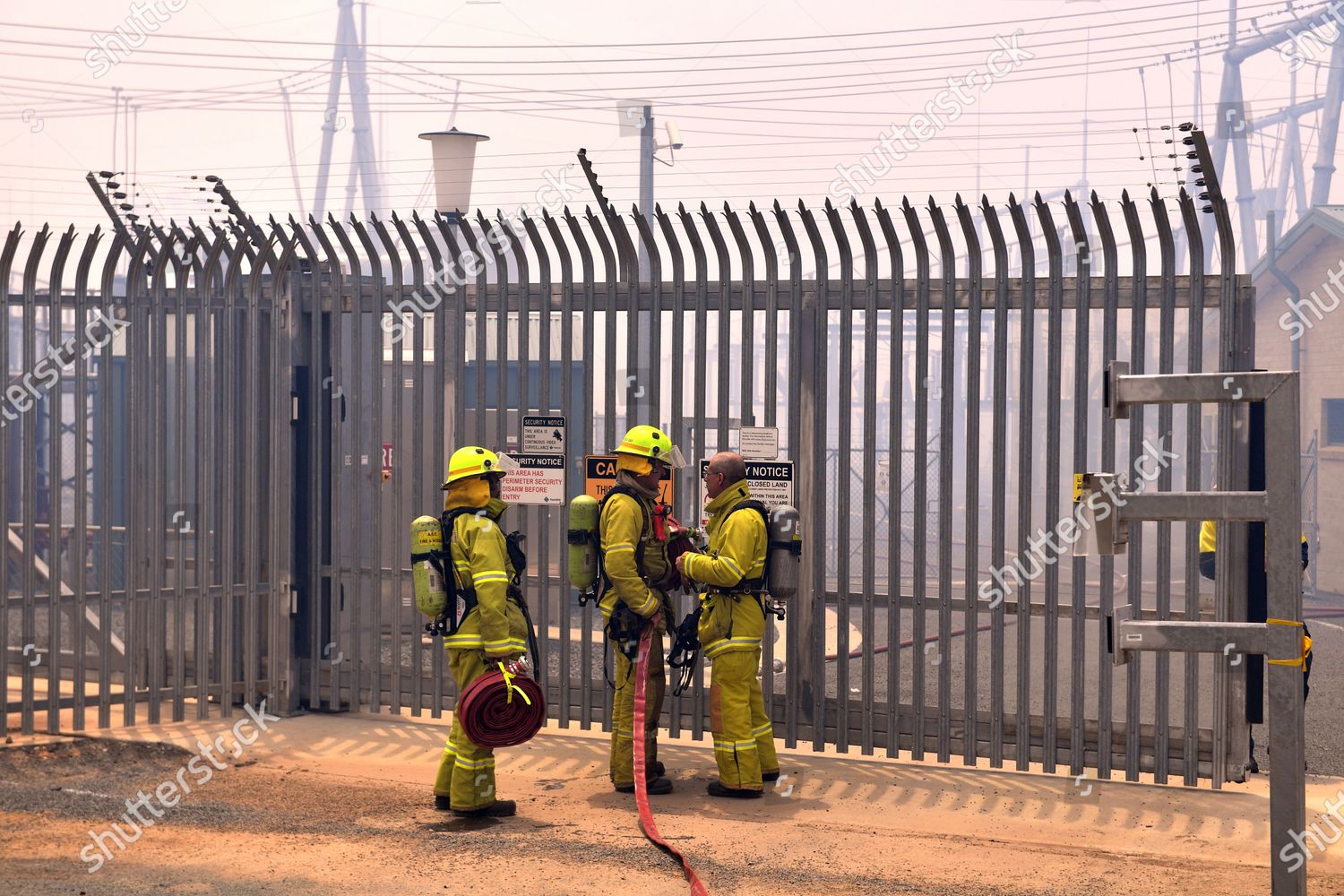 Firefighters Work Electrical Substation Threatened By Editorial Stock ...