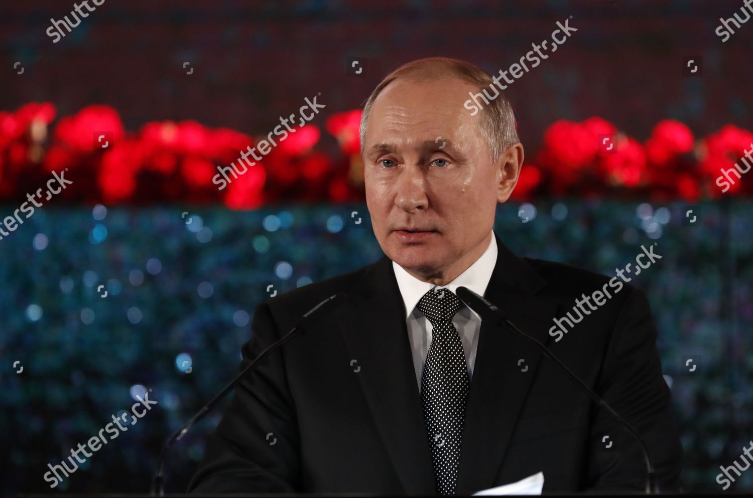 Russian President Vladimir Putin Delivers Speech Editorial Stock Photo ...