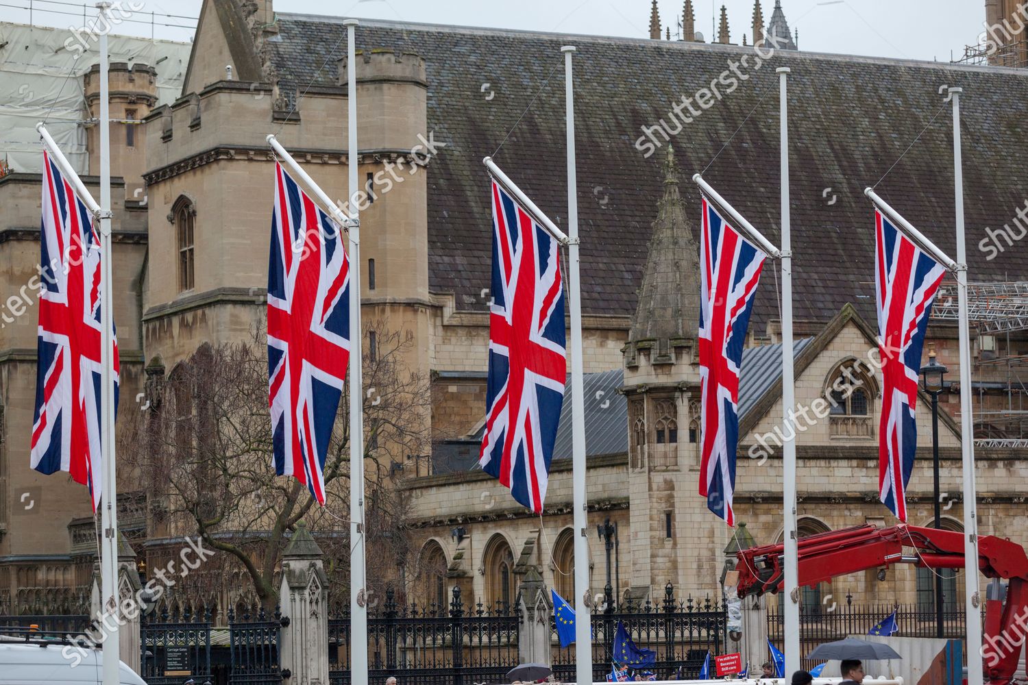 Workmen Start Erect Union Flags Outside Editorial Stock Photo - Stock ...