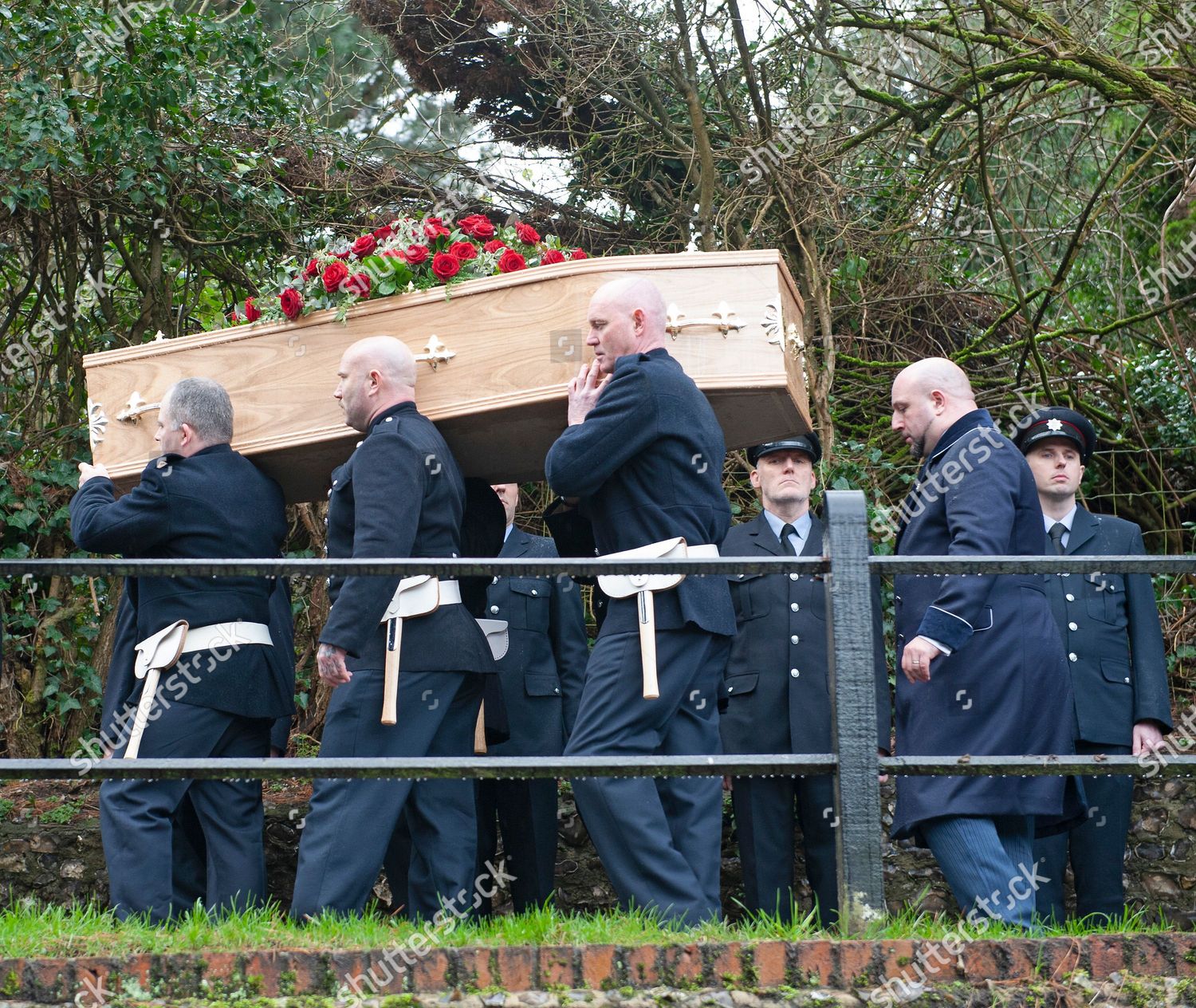 Firefighters Carrying Coffin Into Church Past Editorial Stock Photo ...