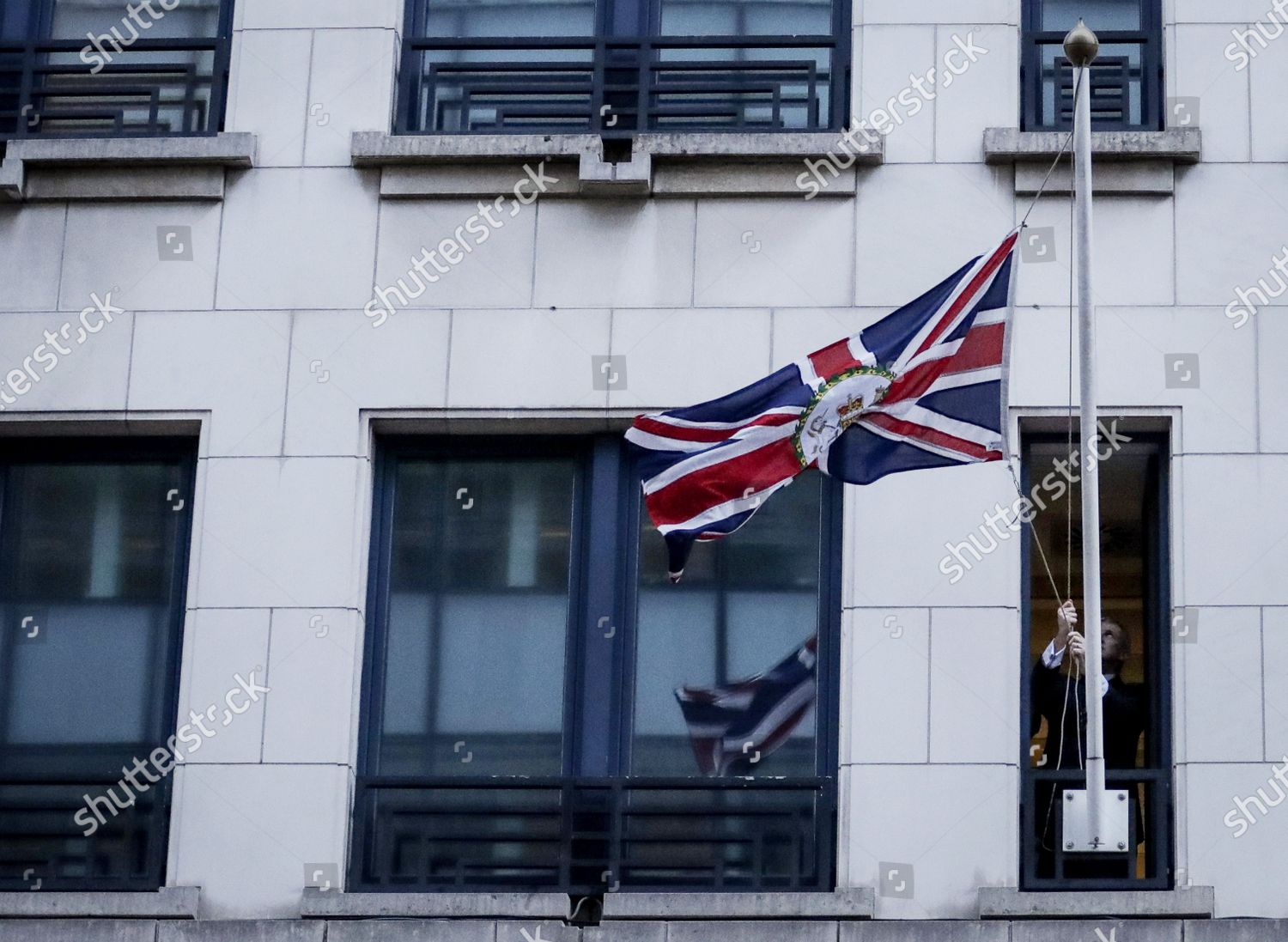Man Handles British Ambassadors Flag After Editorial Stock Photo ...