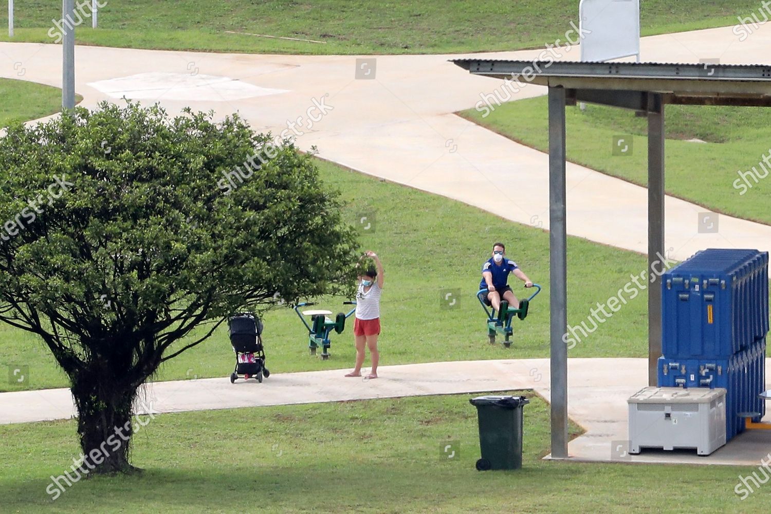 Evacuee Uses Exercise Equipment Australian Immigration Editorial Stock ...