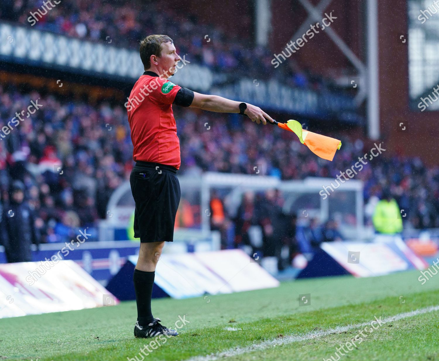 Assistant Referee David Doig Raises His Editorial Stock Photo - Stock ...