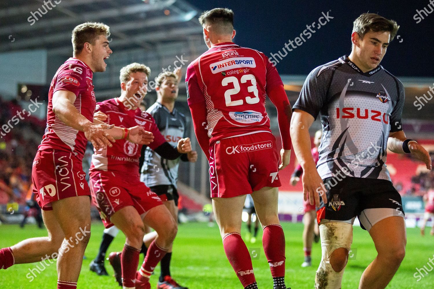 Scarlets Players Celebrate Replacement Tom Rogers Editorial Stock Photo ...