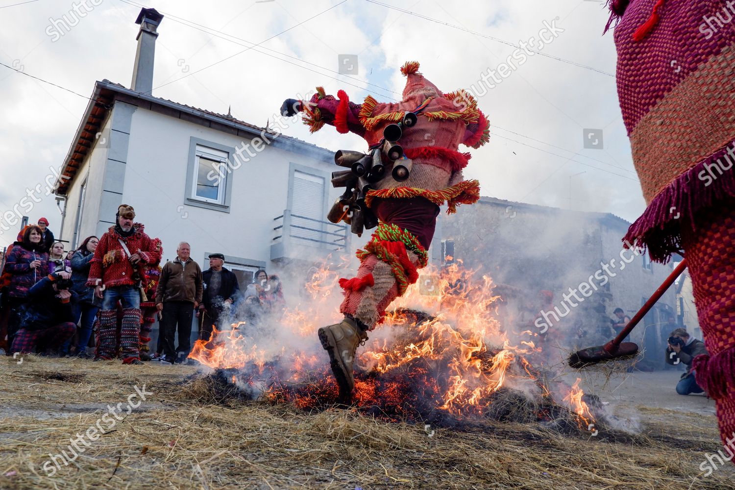 Reveller Dressed Devil Seen Jumping Bonfire Editorial Stock Photo ...
