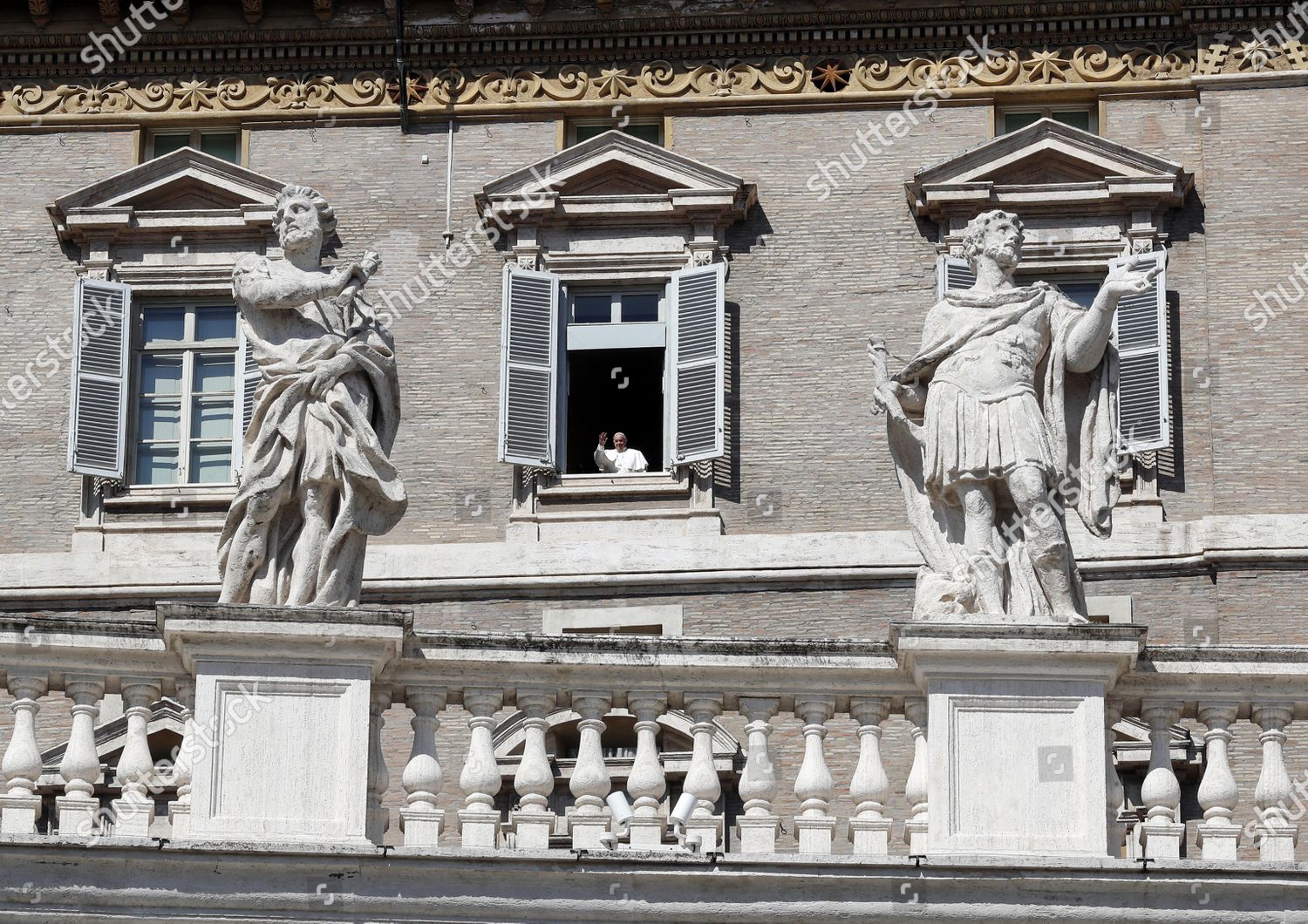 Pope Francis Briefly Waves Window His Editorial Stock Photo - Stock ...