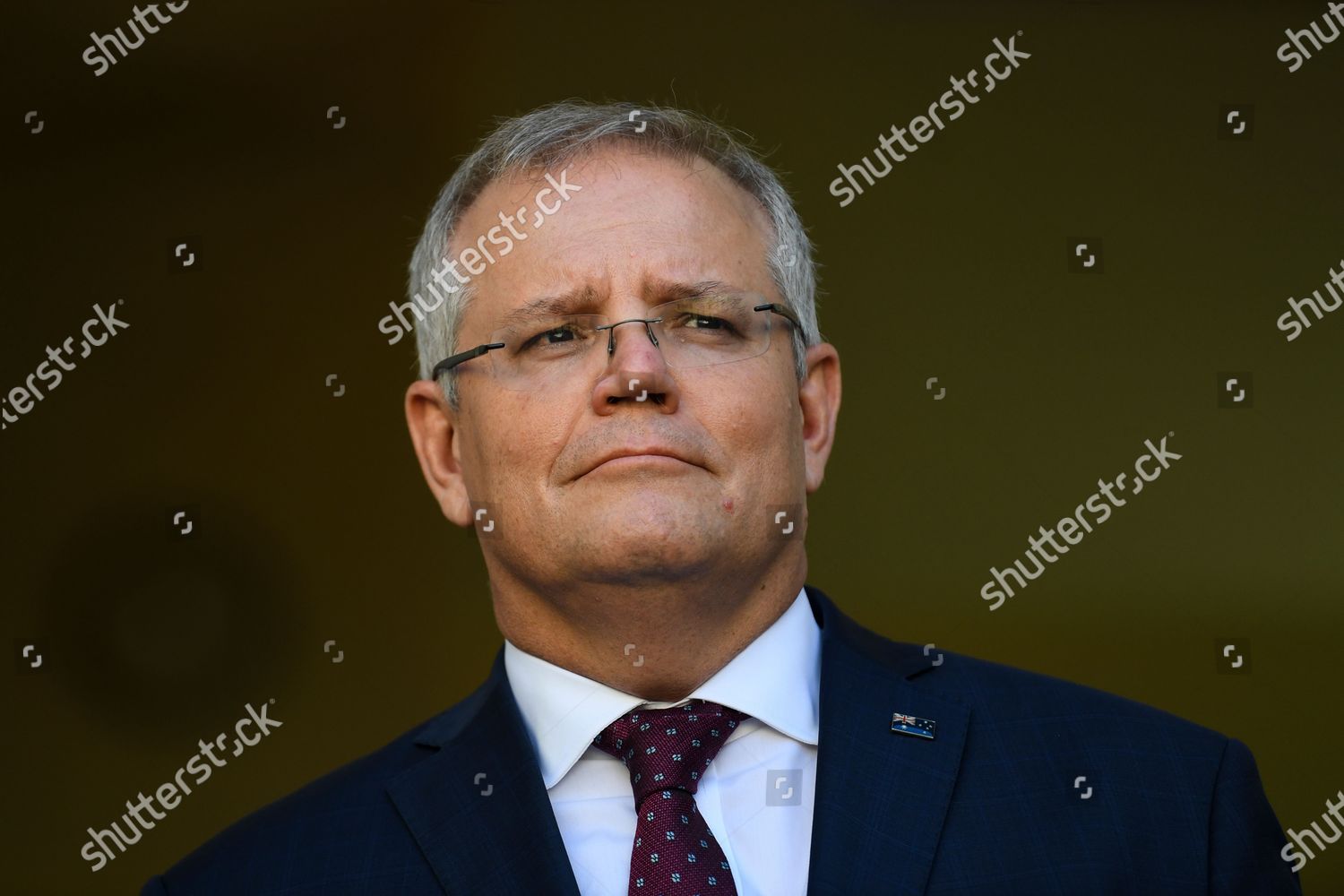 Australian Prime Minister Scott Morrison Speaks Editorial Stock Photo ...