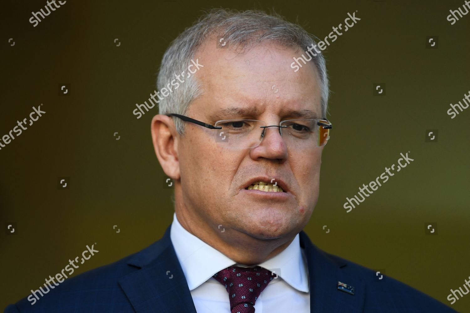 Australian Prime Minister Scott Morrison Speaks Editorial Stock Photo ...