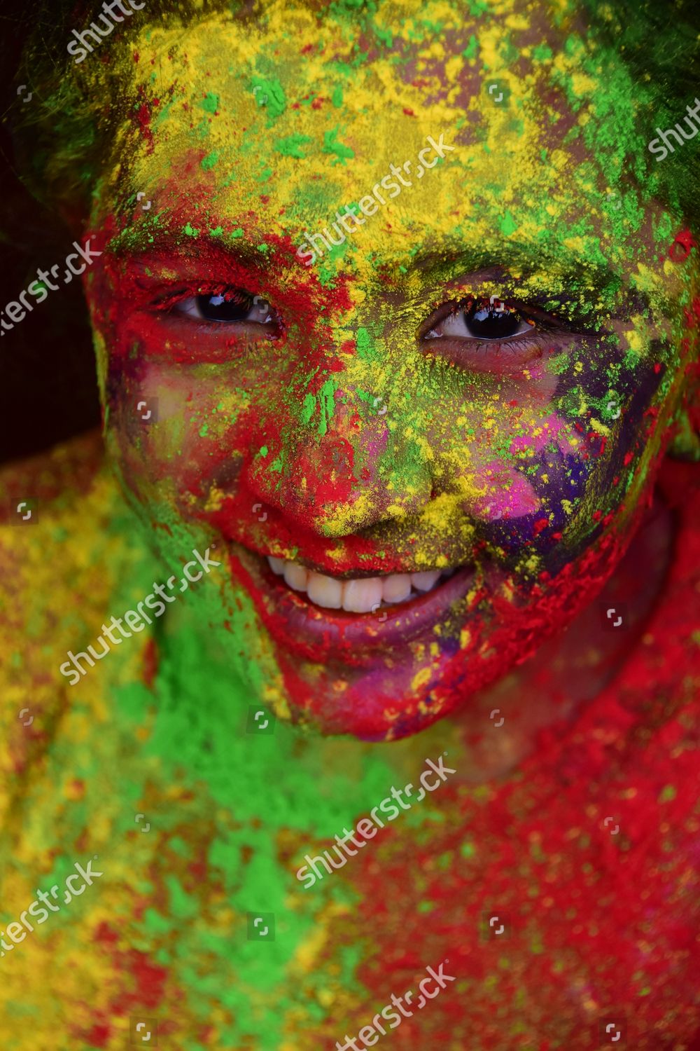 Girl Smeared Colour Powder Looks Camera Editorial Stock Photo - Stock ...