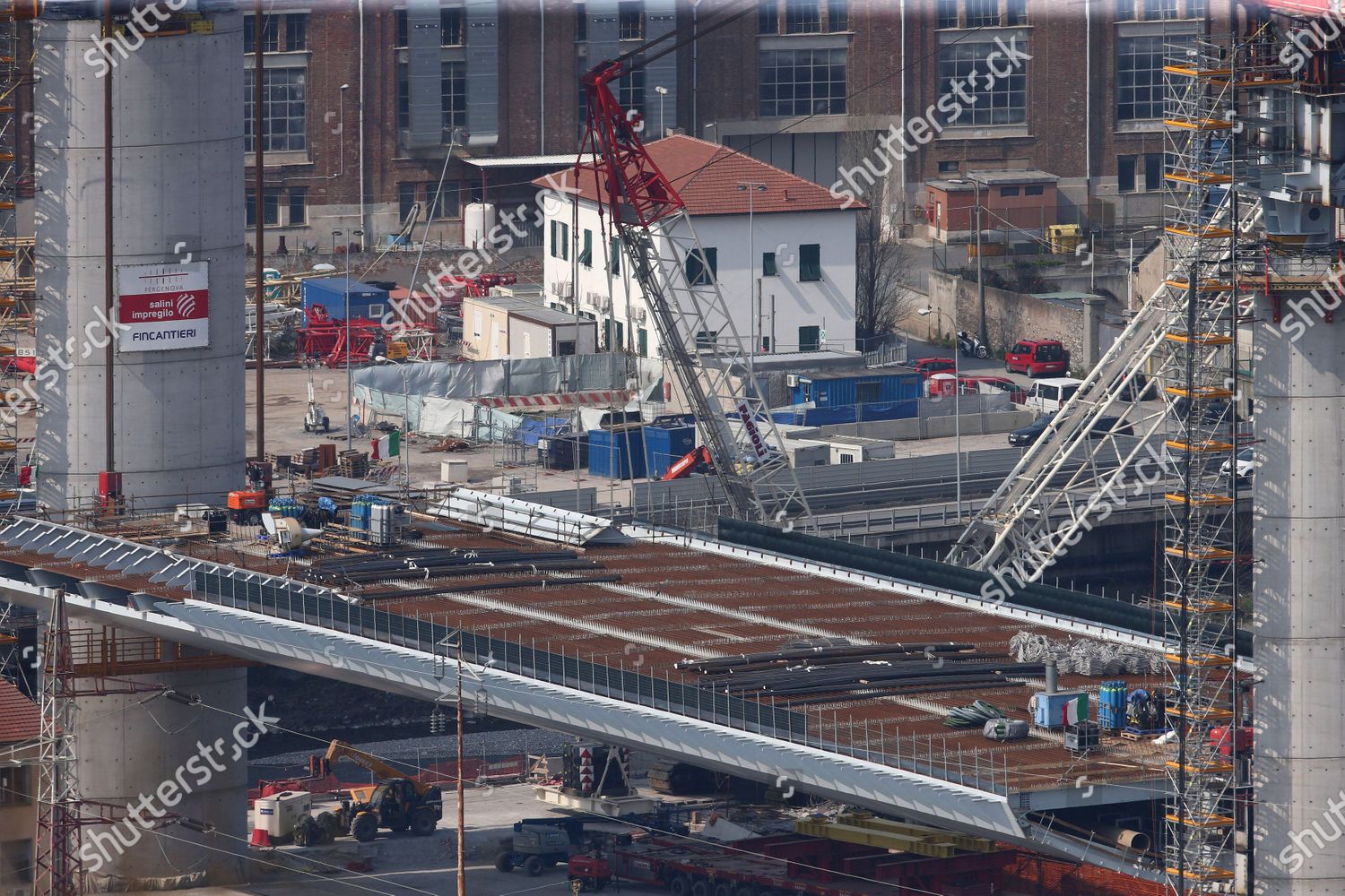 Progress On Construction Replacement Morandi Bridge Editorial Stock ...