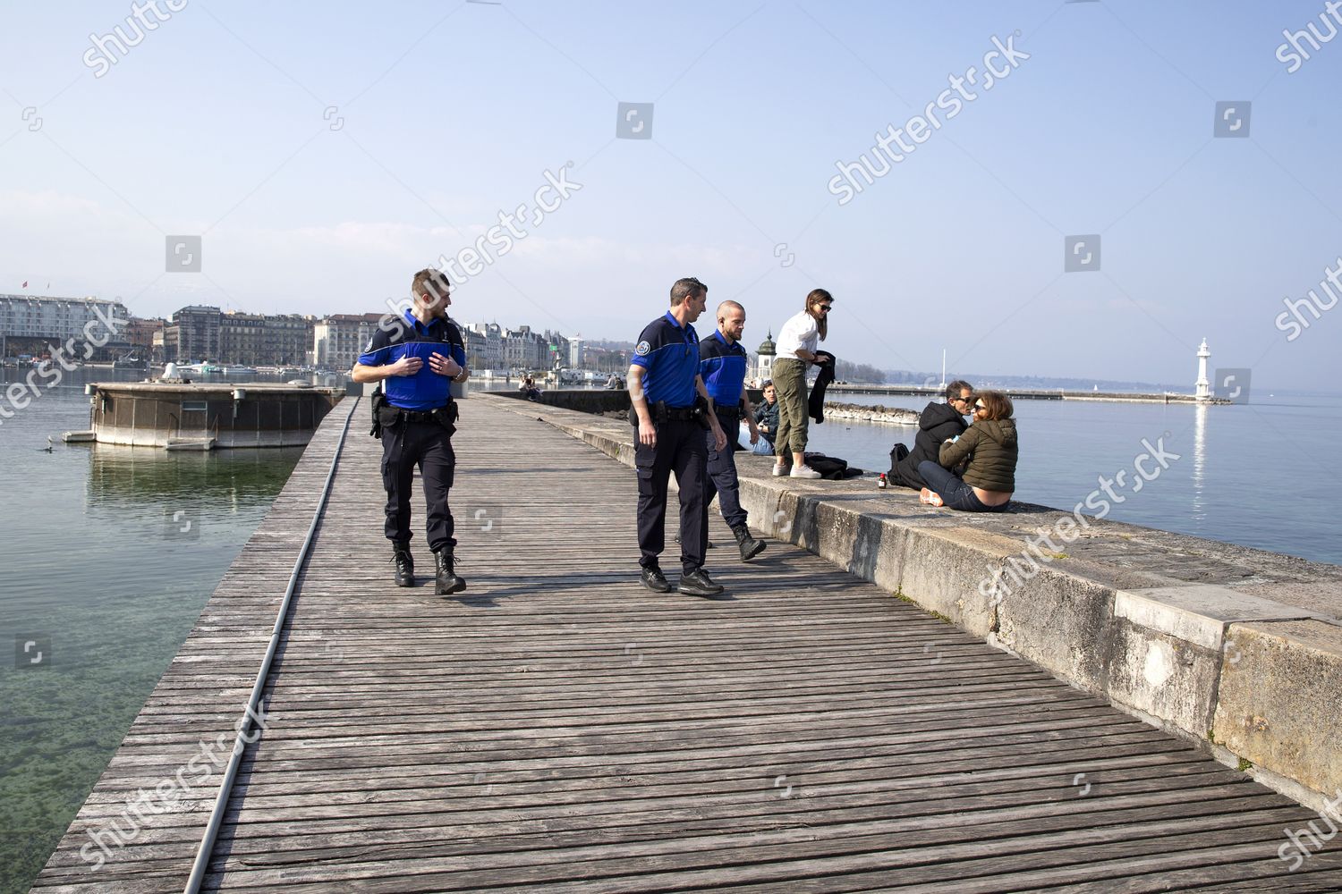 Swiss Police Officers Patrol Along Geneva Editorial Stock Photo - Stock ...