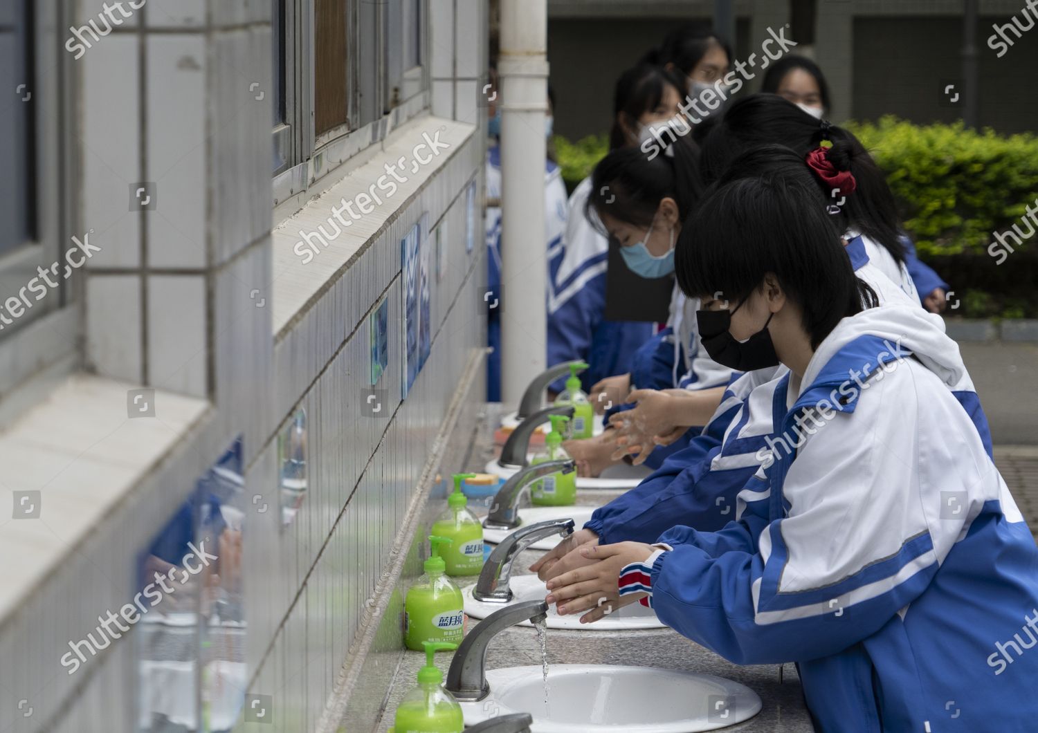 Students Wash Hands Before Canteen Middle Editorial Stock Photo - Stock ...
