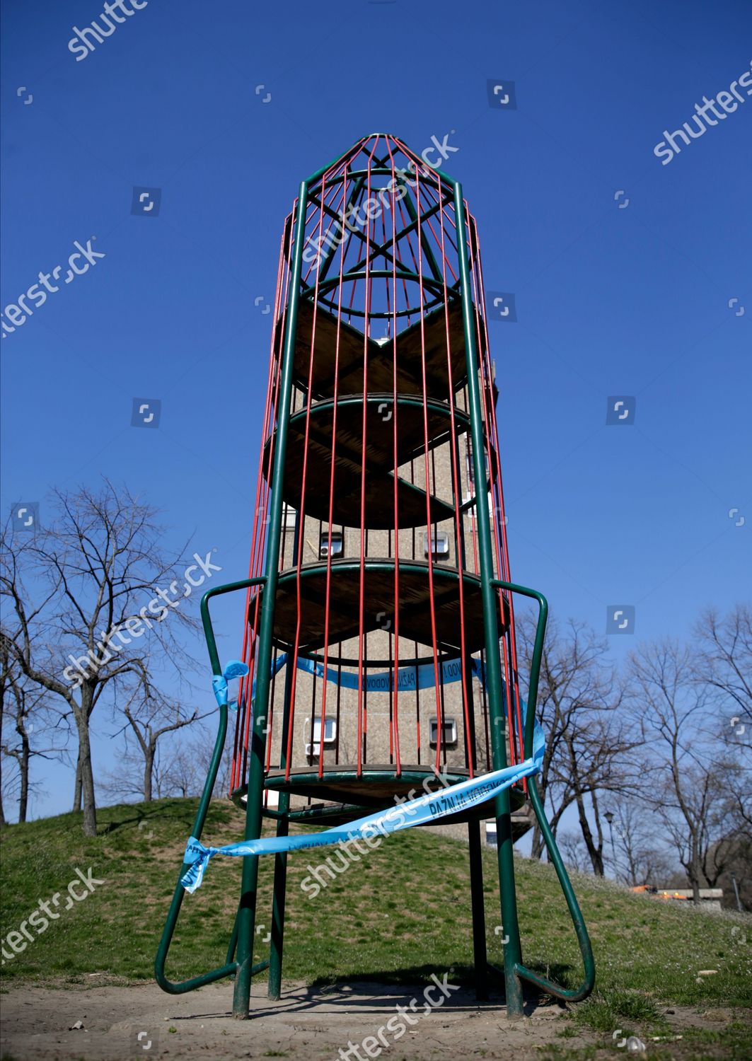 Rocket Shaped Monkey Bars Taped Blue Editorial Stock Photo - Stock ...