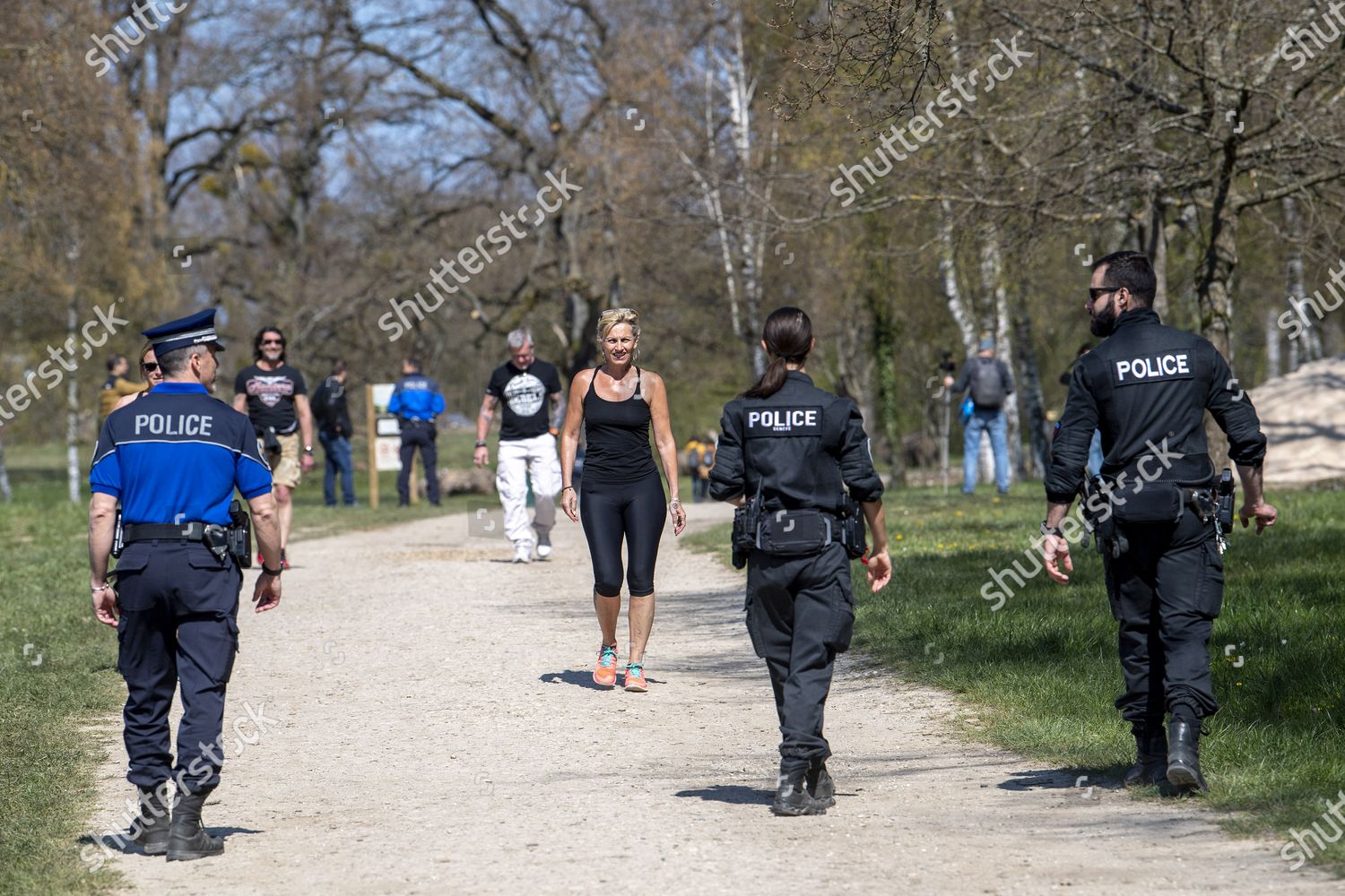 Swiss Police Officers Patrol Evaux Park Editorial Stock Photo - Stock ...