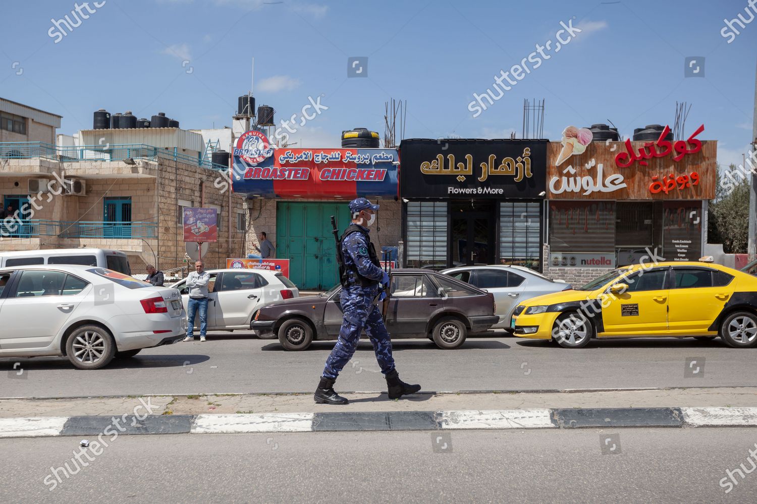 Palestinian Police Officer Guards Seized Cars Editorial Stock Photo ...