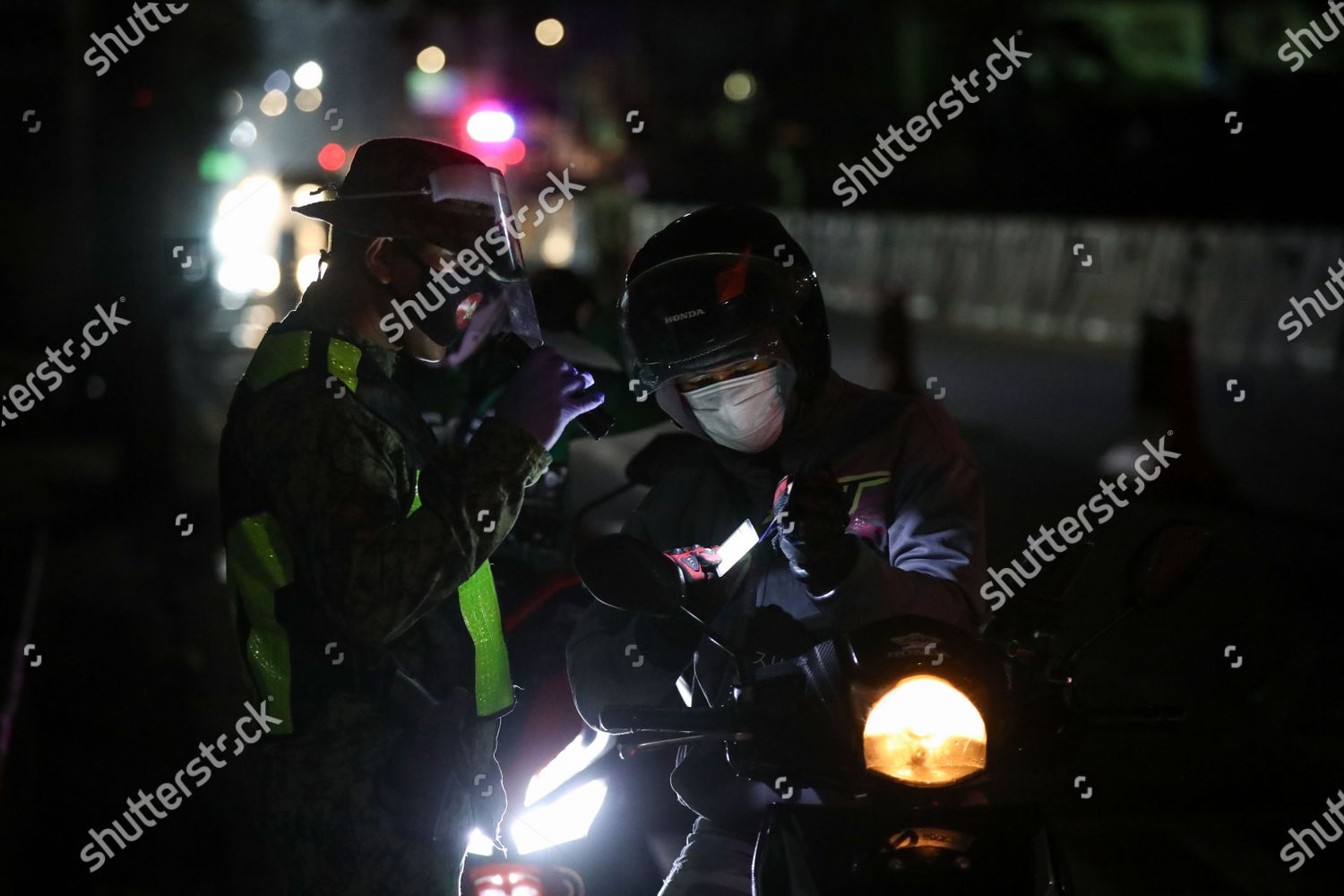 Police Officer Inspects Motorcycle Rider Checkpoint Editorial Stock ...