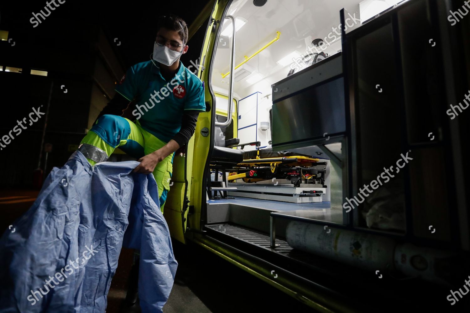 Paramedics Dress Protective Clothing Before Transporting Editorial ...