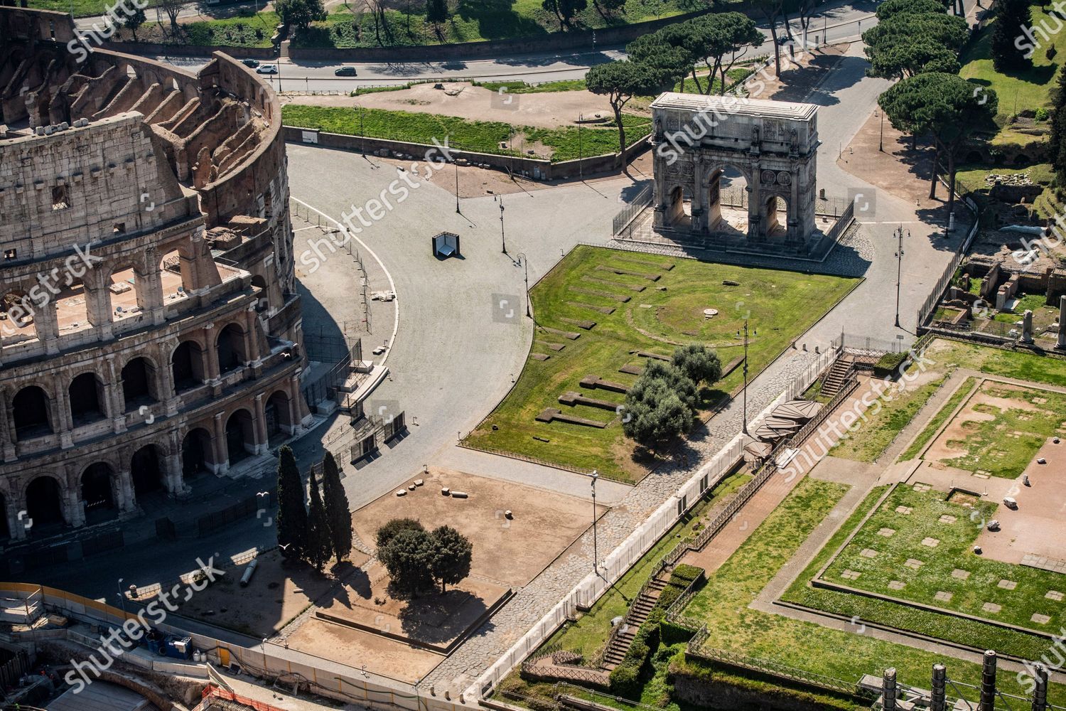 Aerial View Colosseo Arco Di Costantino Editorial Stock Photo - Stock ...