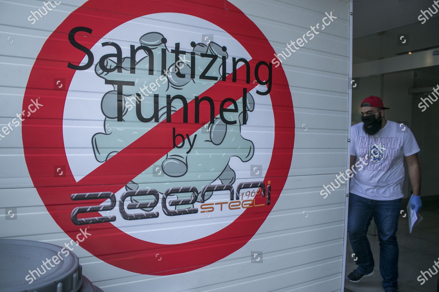 People Walk Through Sanitizing Tunnel Placed Editorial Stock Photo ...