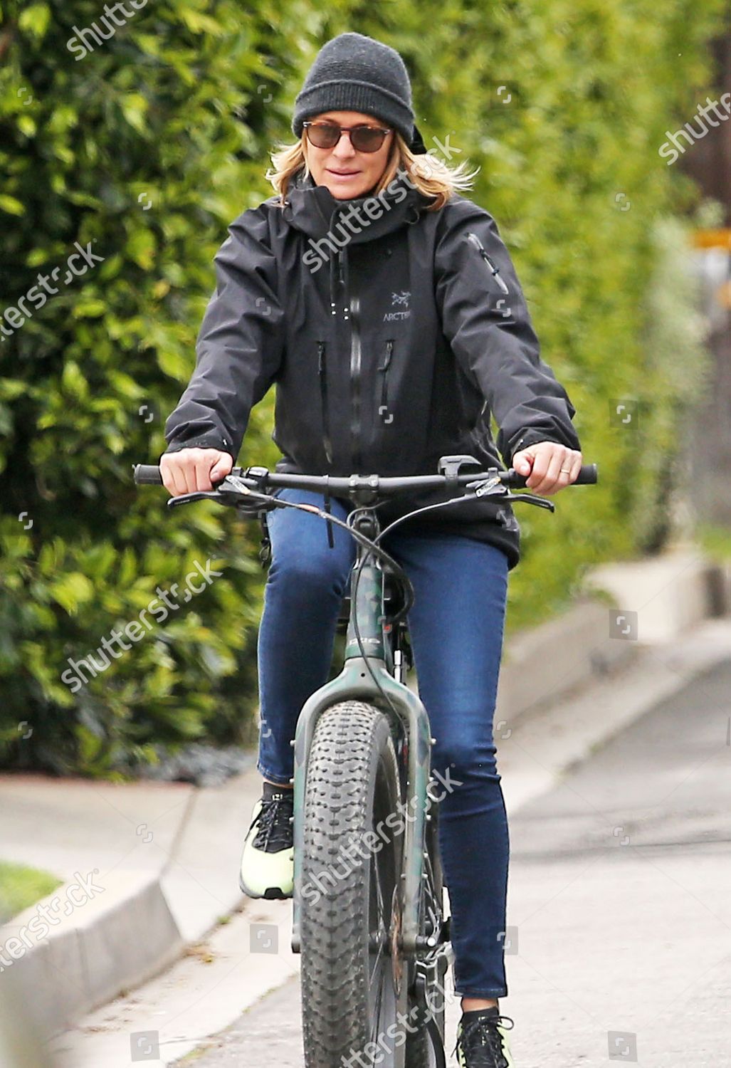 Robin Wright Rides Her Bike During Editorial Stock Photo - Stock Image ...