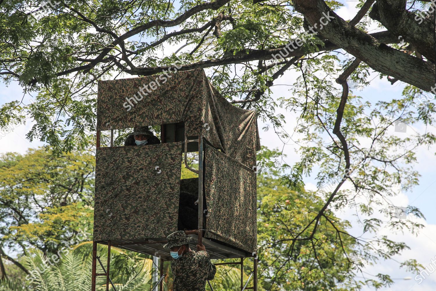 Malaysia Army Guards Stand Lookout Tower Editorial Stock Photo - Stock ...