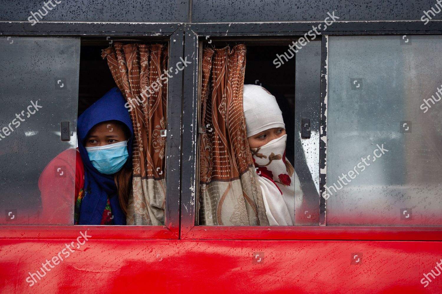 Stranded People Look Out Buss Window Editorial Stock Photo - Stock ...