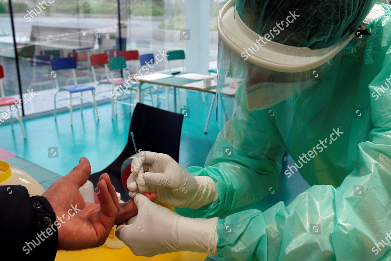 Paramedic Takes Sample Blood Man Clinic Editorial Stock Photo - Stock ...