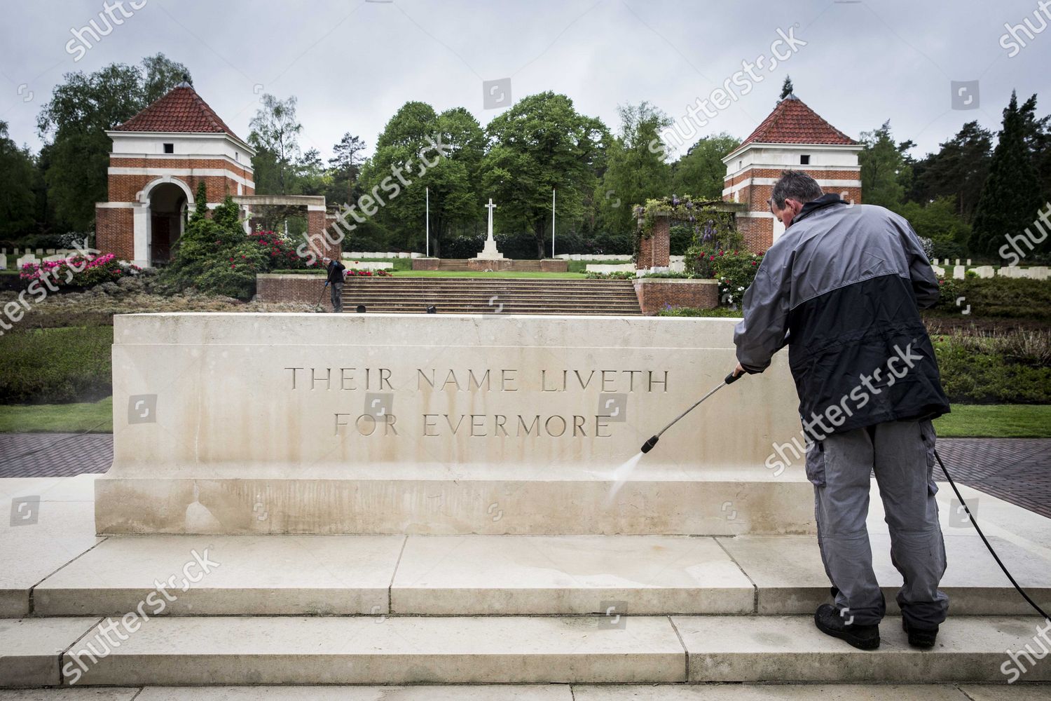 Employee Canadian Cemetery Cleans Memorial Stone Editorial Stock Photo ...