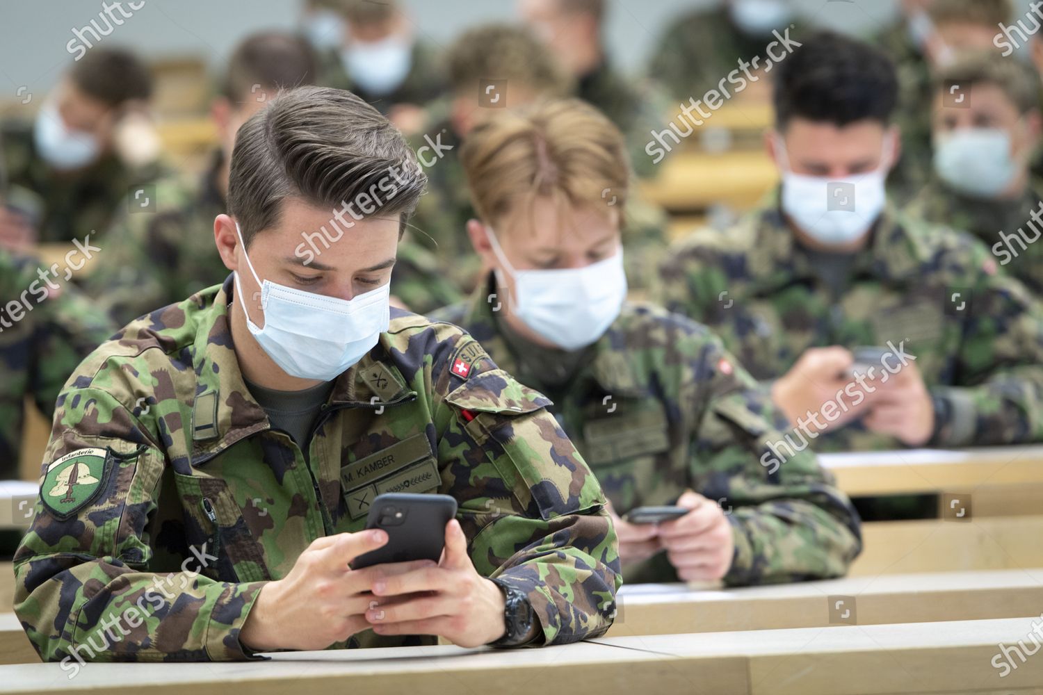 Soldiers Swiss Army Wearing Protective Face Editorial Stock Photo ...