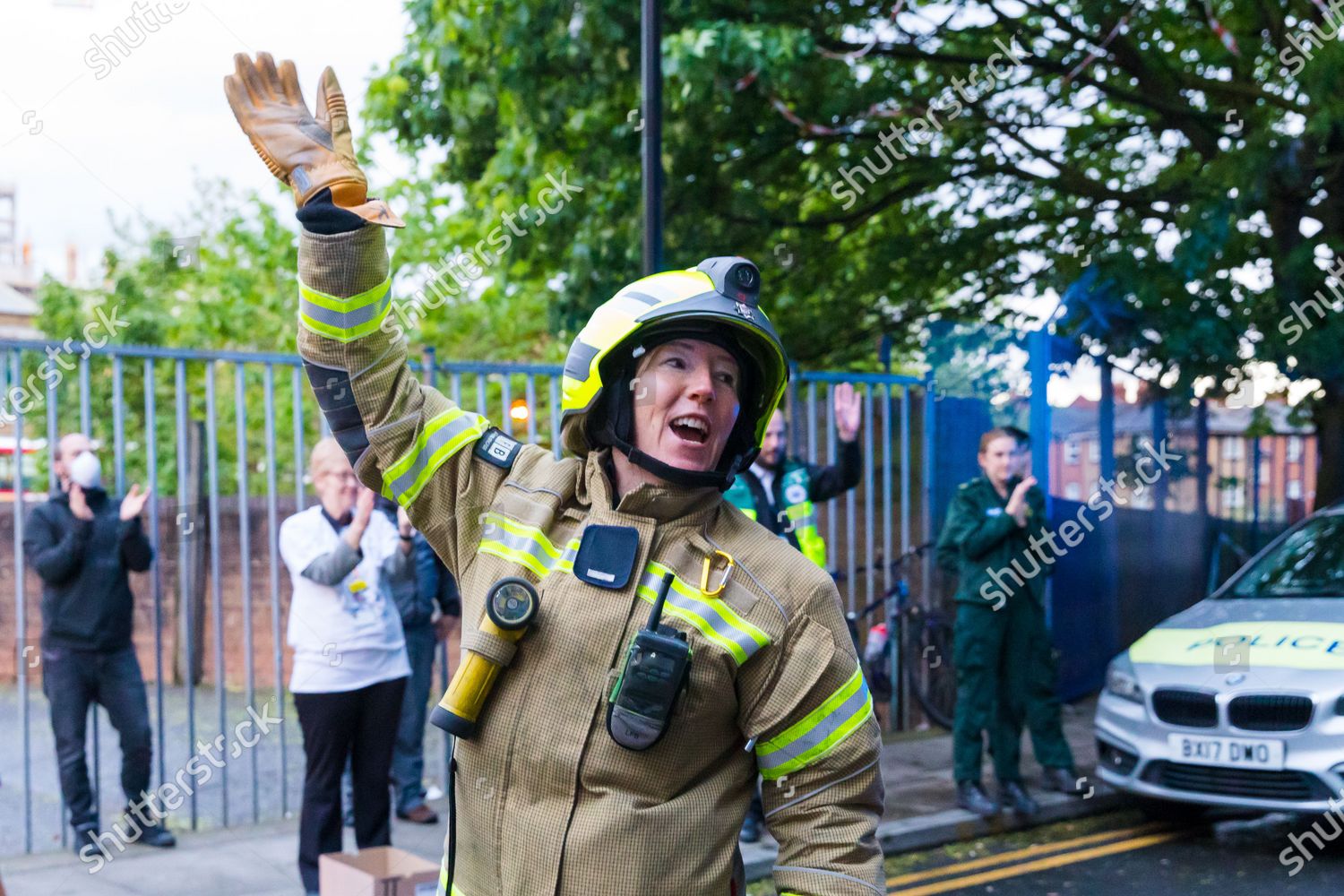 Firefighter London Fire Brigade Waves Staff Editorial Stock Photo ...