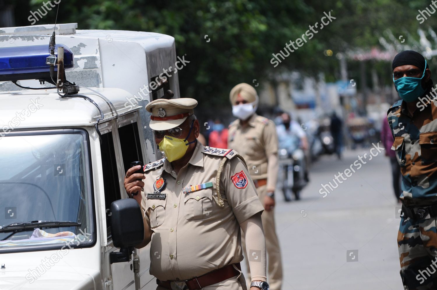 Police Personnel Makes Announcements Using Loudspeaker Editorial Stock ...