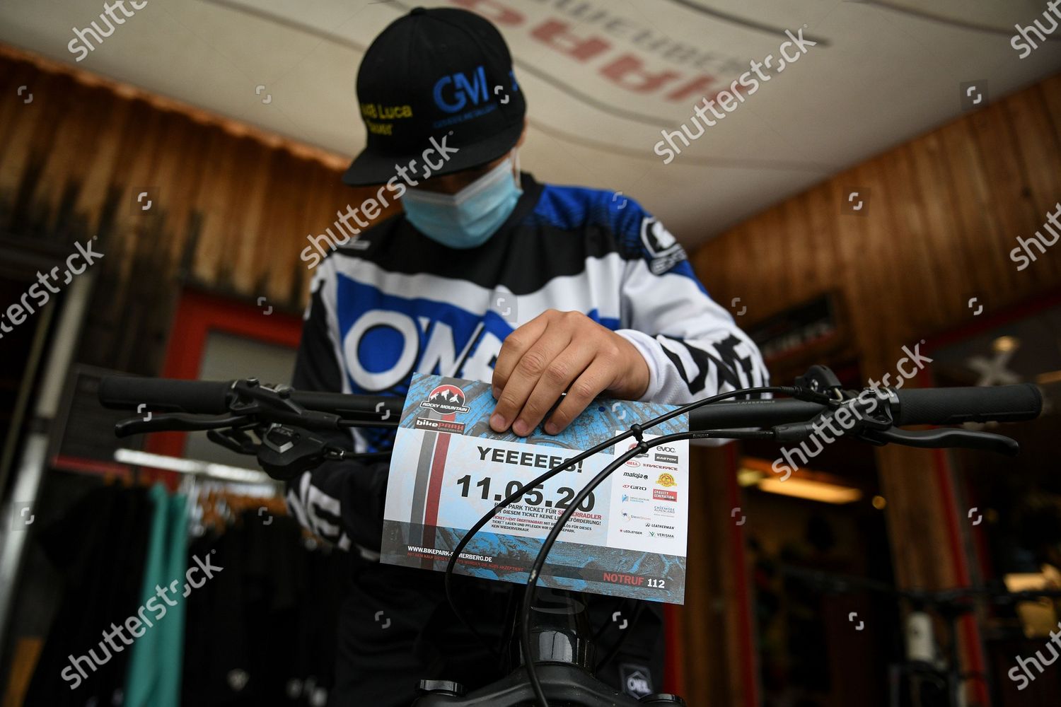 13yearold Mountainbiker Basti Wears Face Mask Editorial Stock Photo ...