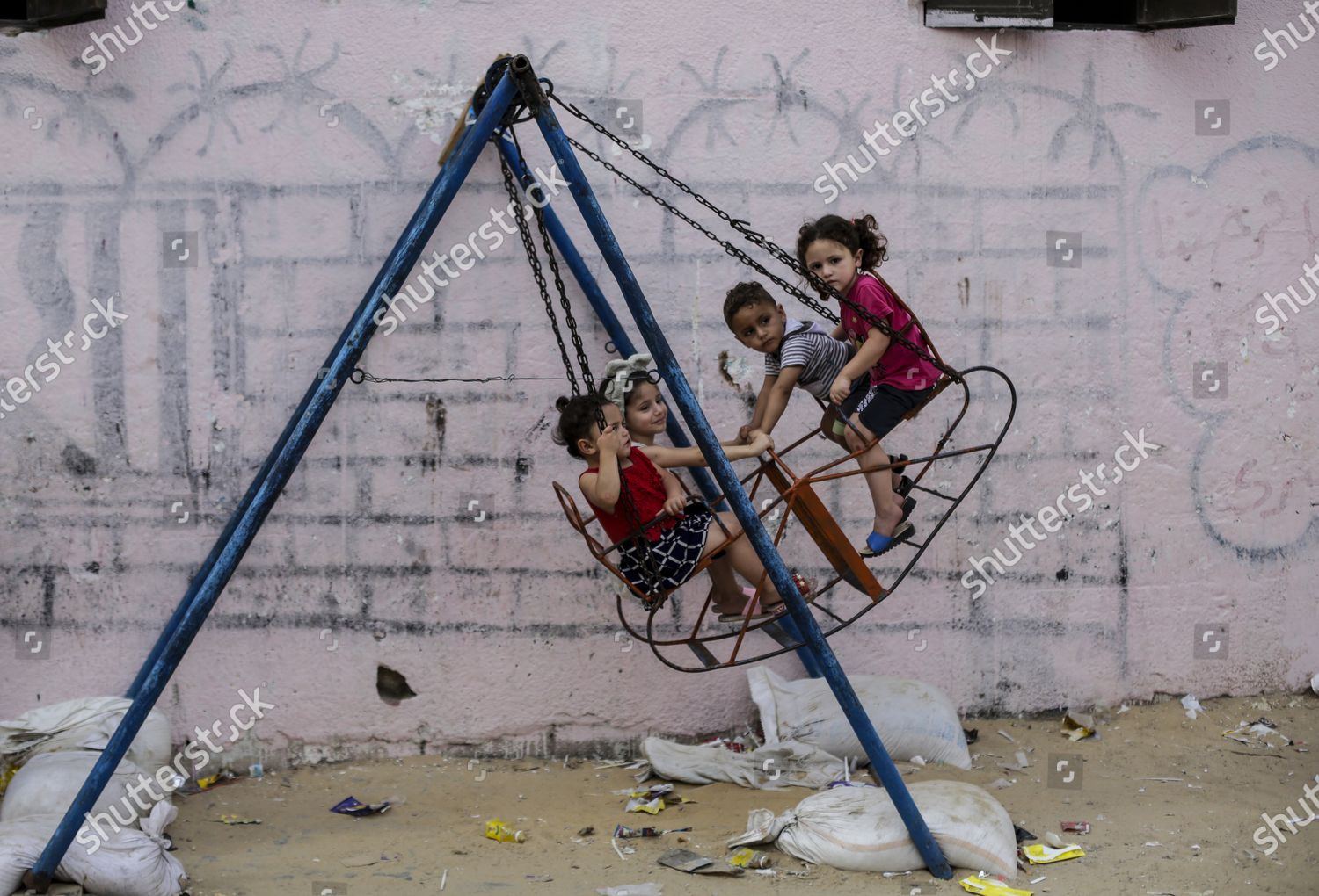 Palestinian Children Play Outside Their Homes Editorial Stock Photo ...