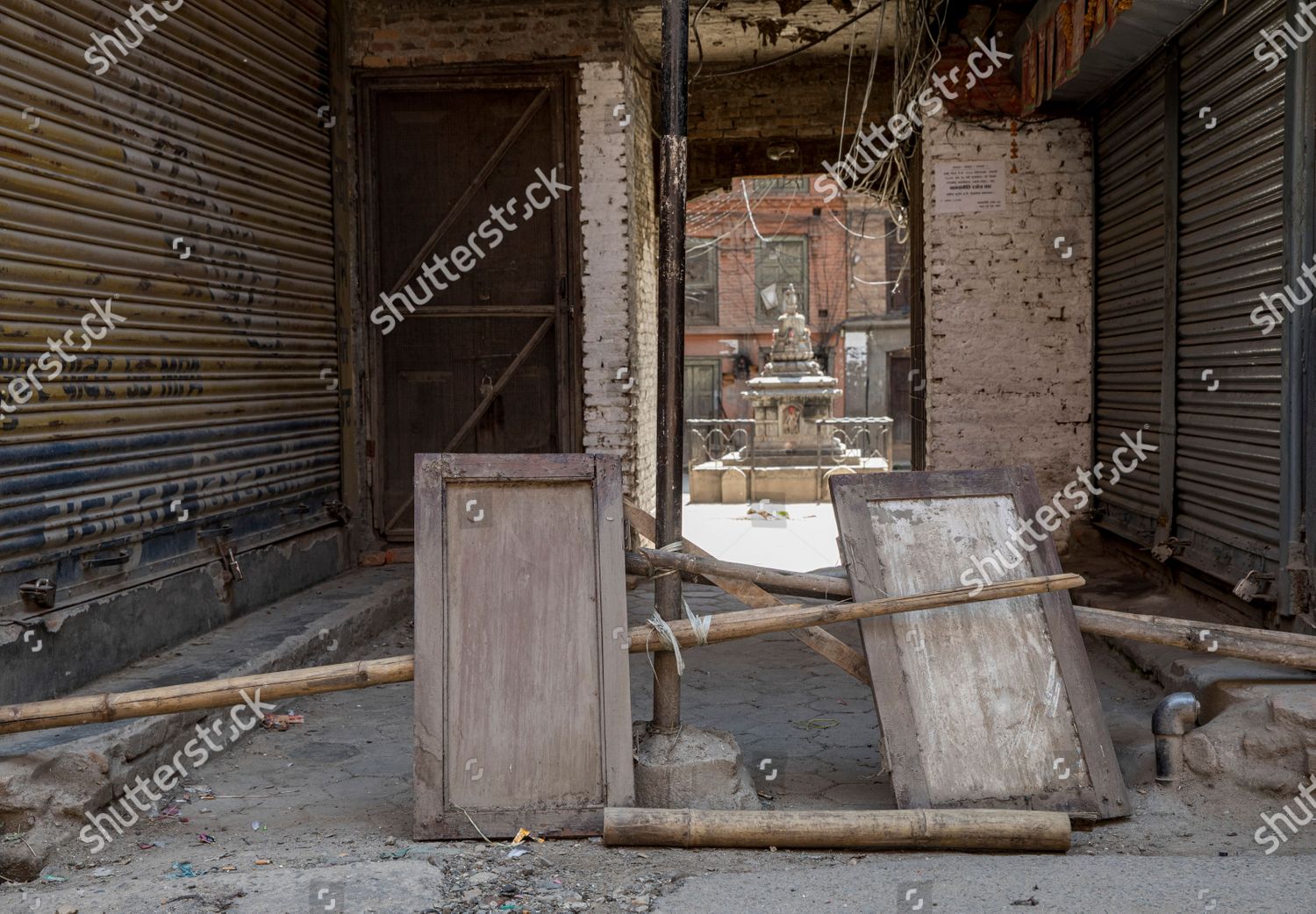 View Street Blocked By Makeshift Barrier Editorial Stock Photo - Stock ...