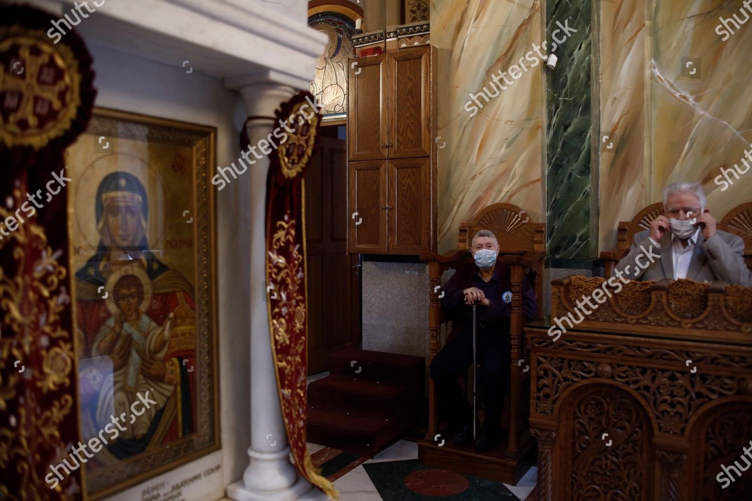 Greek Orthodox Faithful Wear Face Masks Editorial Stock Photo - Stock ...