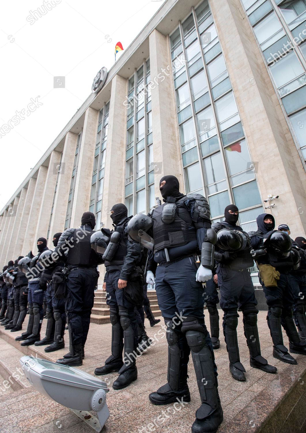 Riot Police Officers Stand Guard During Editorial Stock Photo - Stock ...