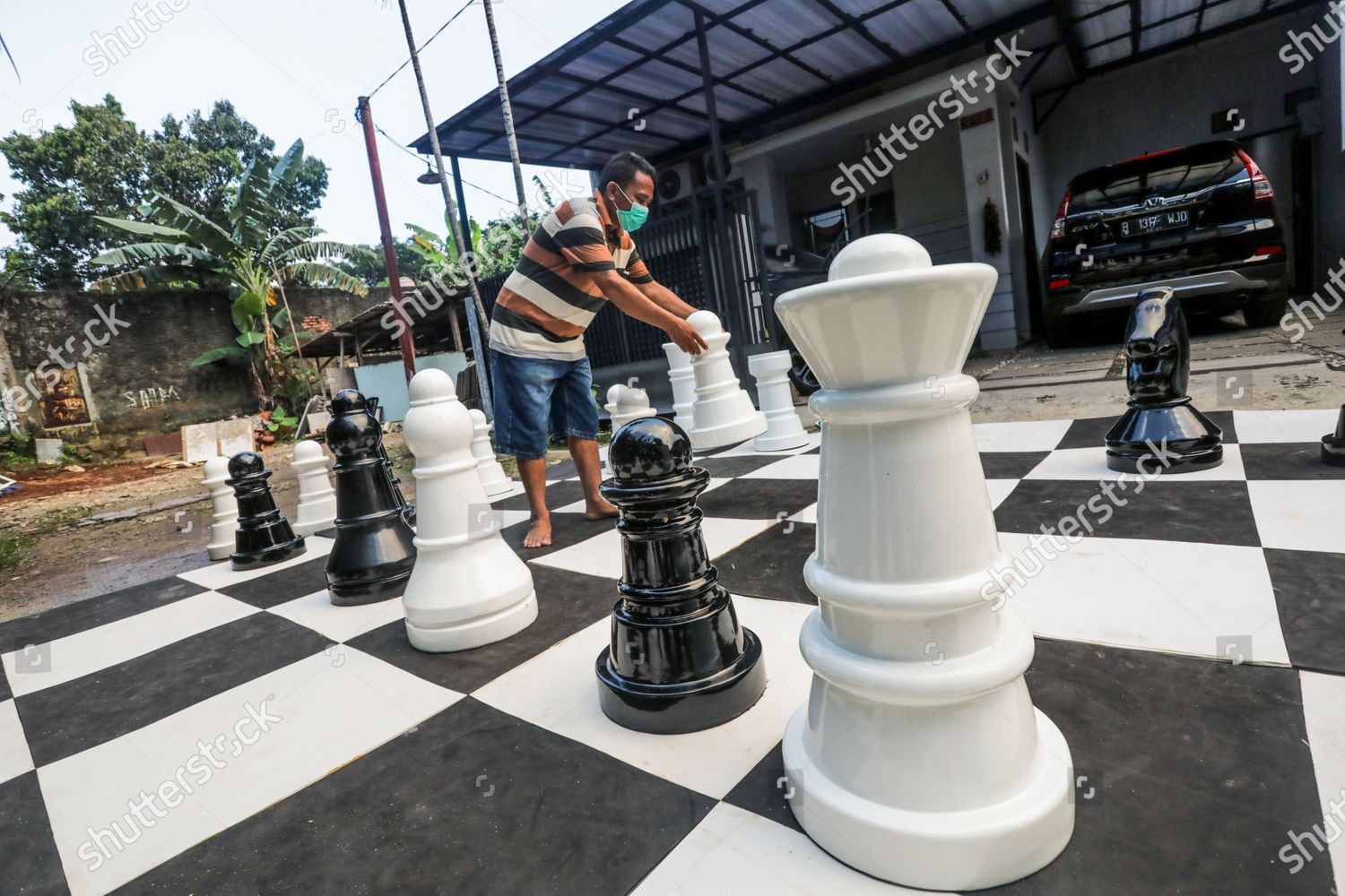 People Playing Giant Chess Backyard Village Editorial Stock Photo ...