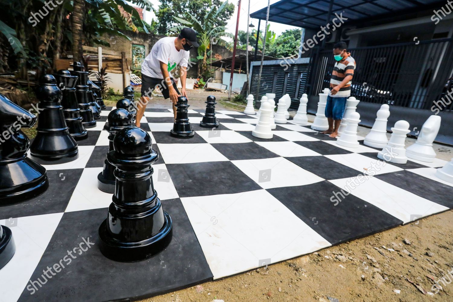 People Playing Giant Chess Backyard Village Editorial Stock Photo ...