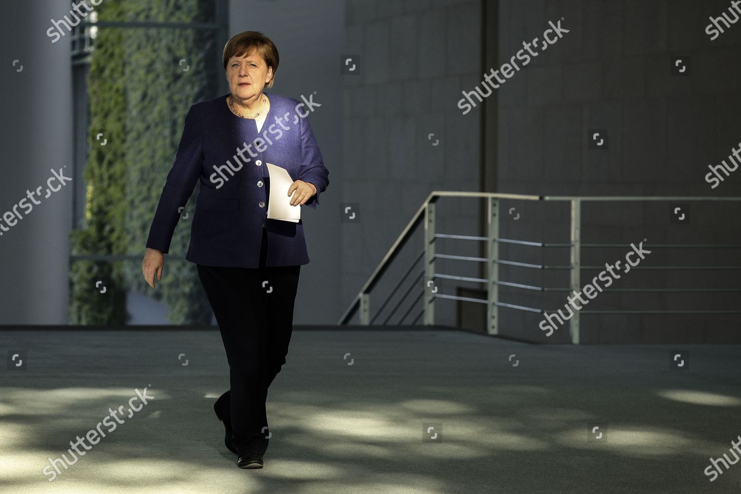 German Chancellor Angela Merkel Arrives Hold Editorial Stock Photo ...