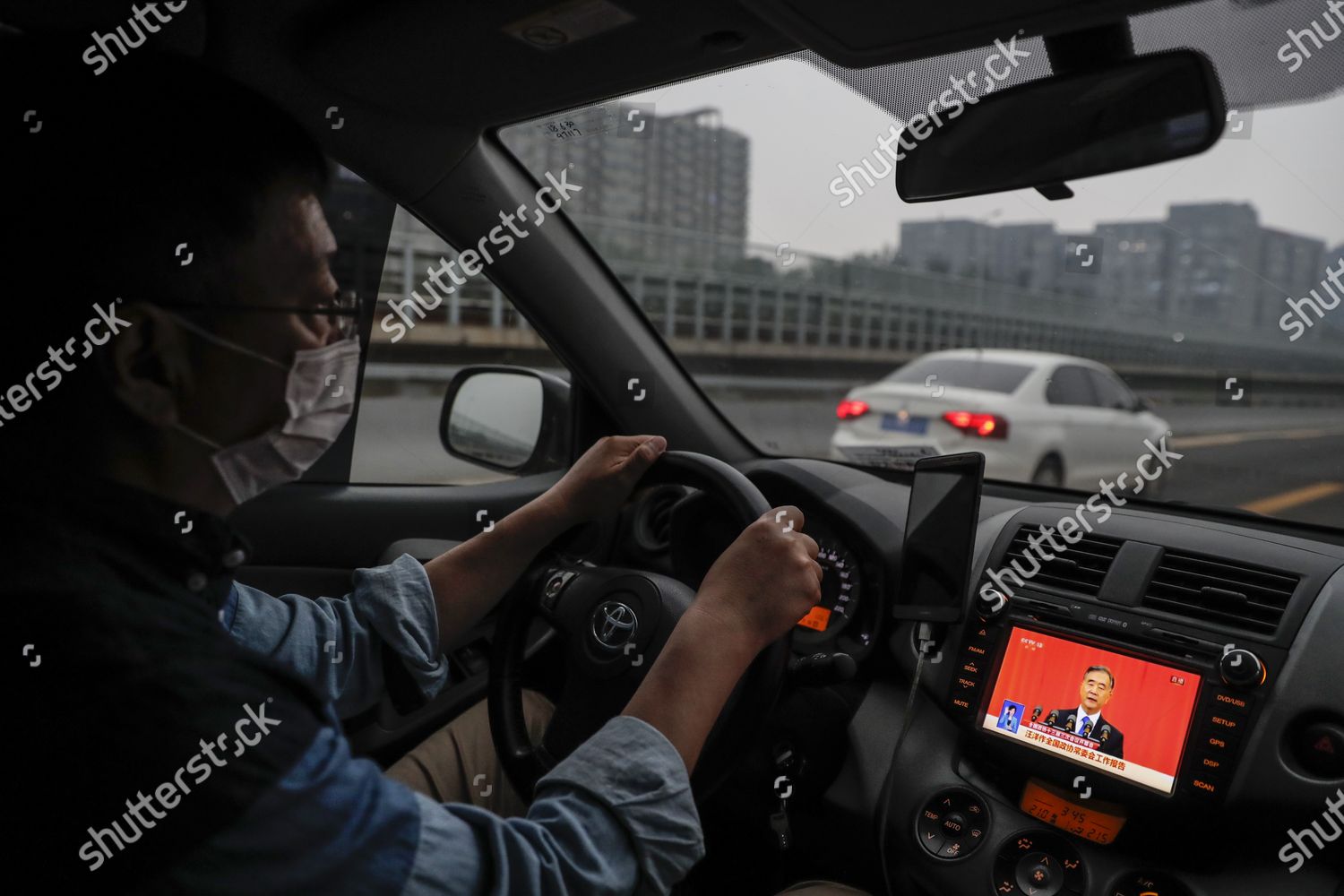 Man Drives Car While Screen Car Editorial Stock Photo - Stock Image ...