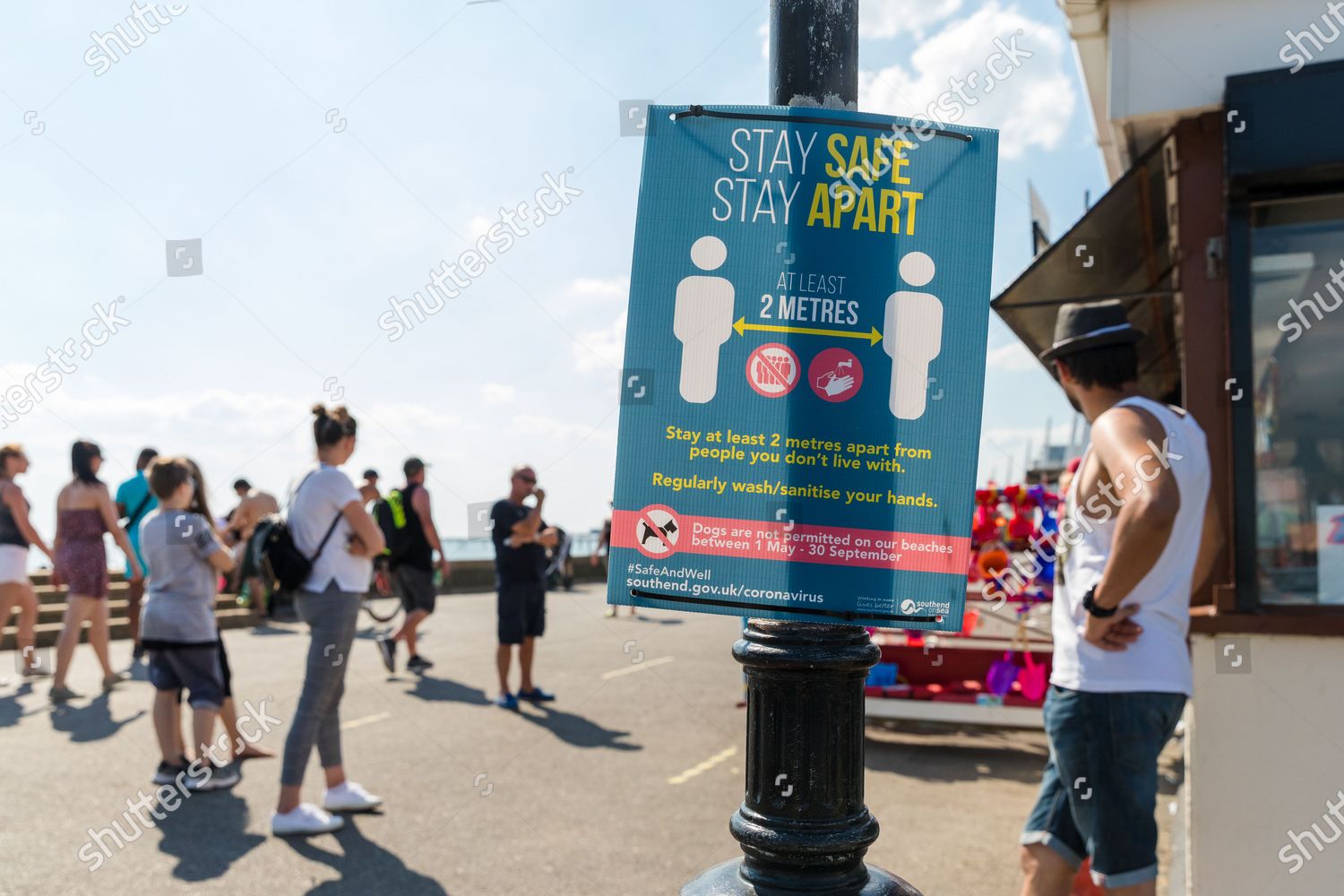Sign Warning People Stay Two Meters Editorial Stock Photo - Stock Image ...