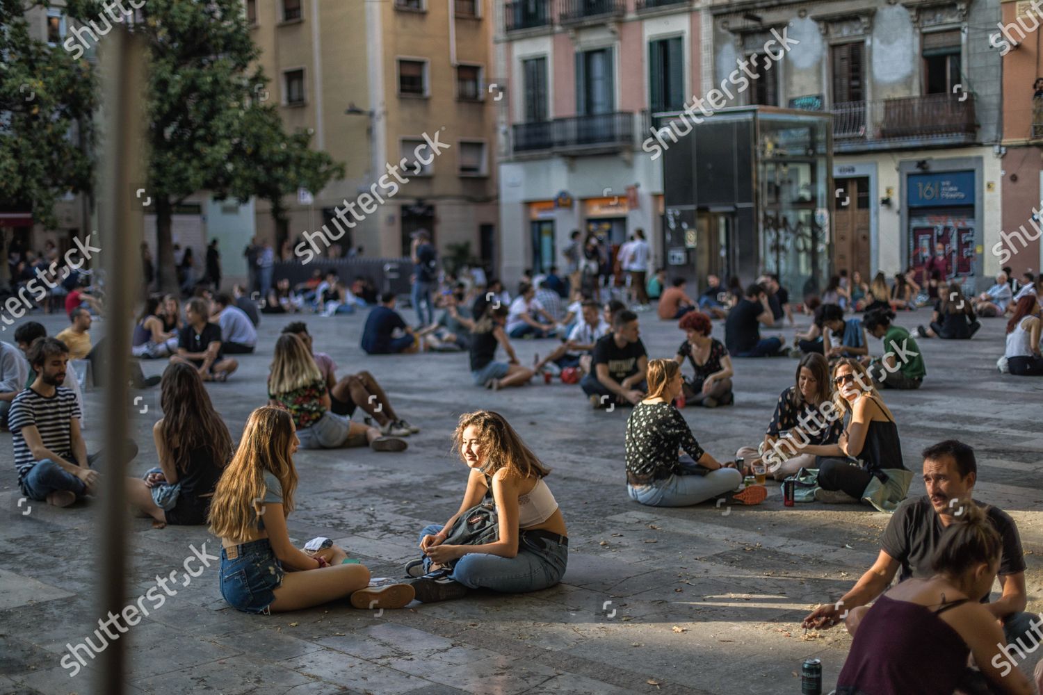 People Sitting On Ground Plaza Del Editorial Stock Photo - Stock Image ...