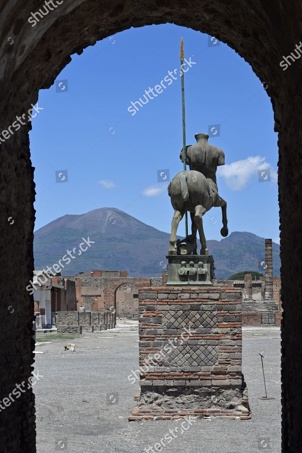 Centaur Statue Background Vesuvius Volcano Archaeological Editorial ...