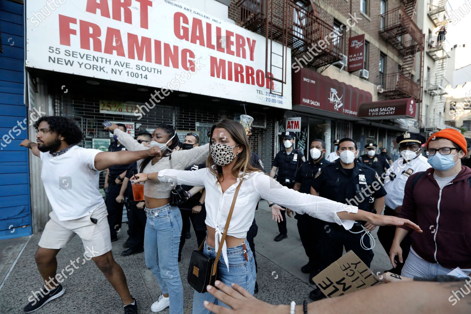 Peaceful Protesters Lock Arms Surround Police Editorial Stock Photo ...