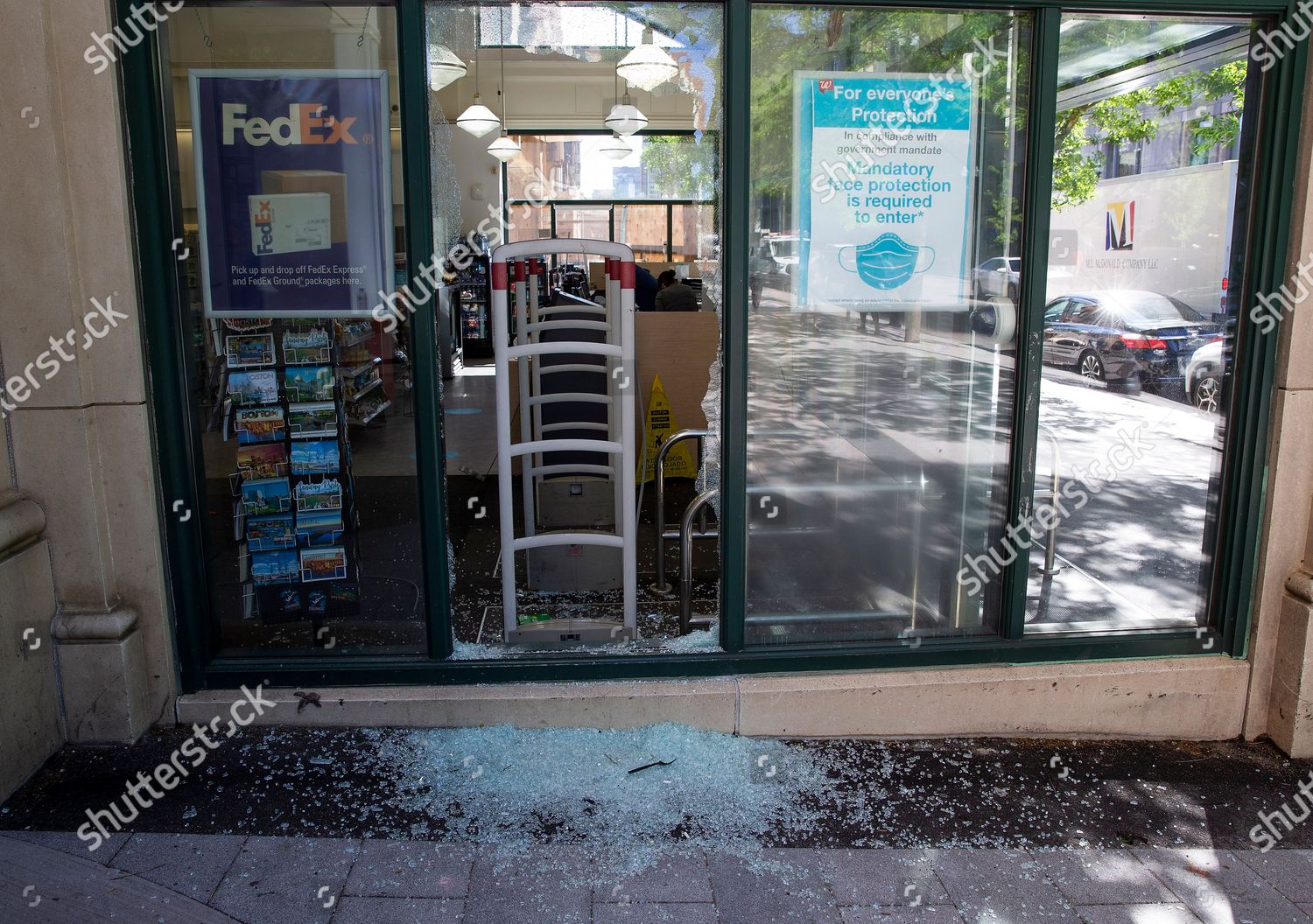 Smashed Window Seen On Storefront On Editorial Stock Photo - Stock ...