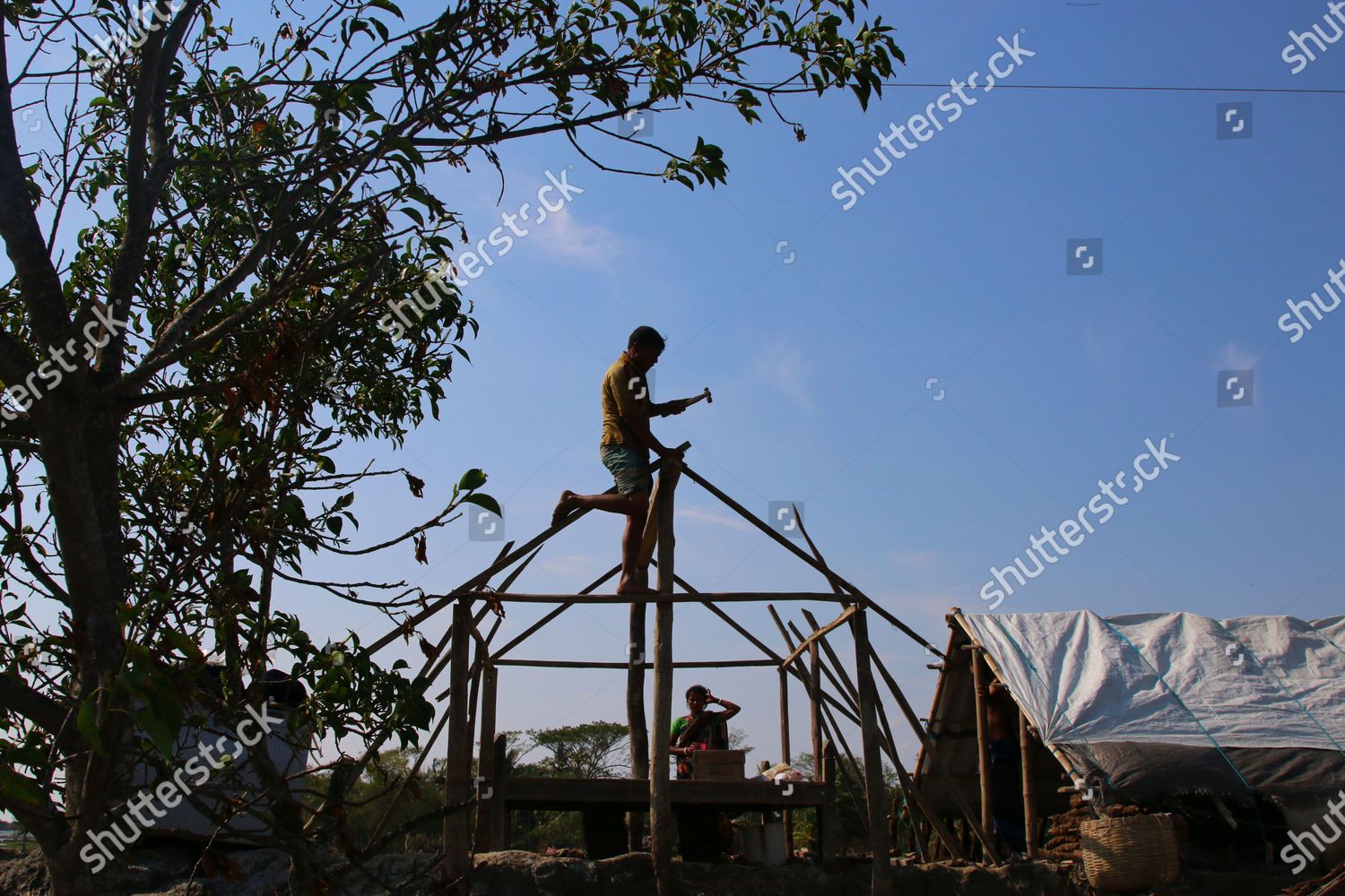 Man Setting Makeshift Temporary House On Editorial Stock Photo - Stock ...