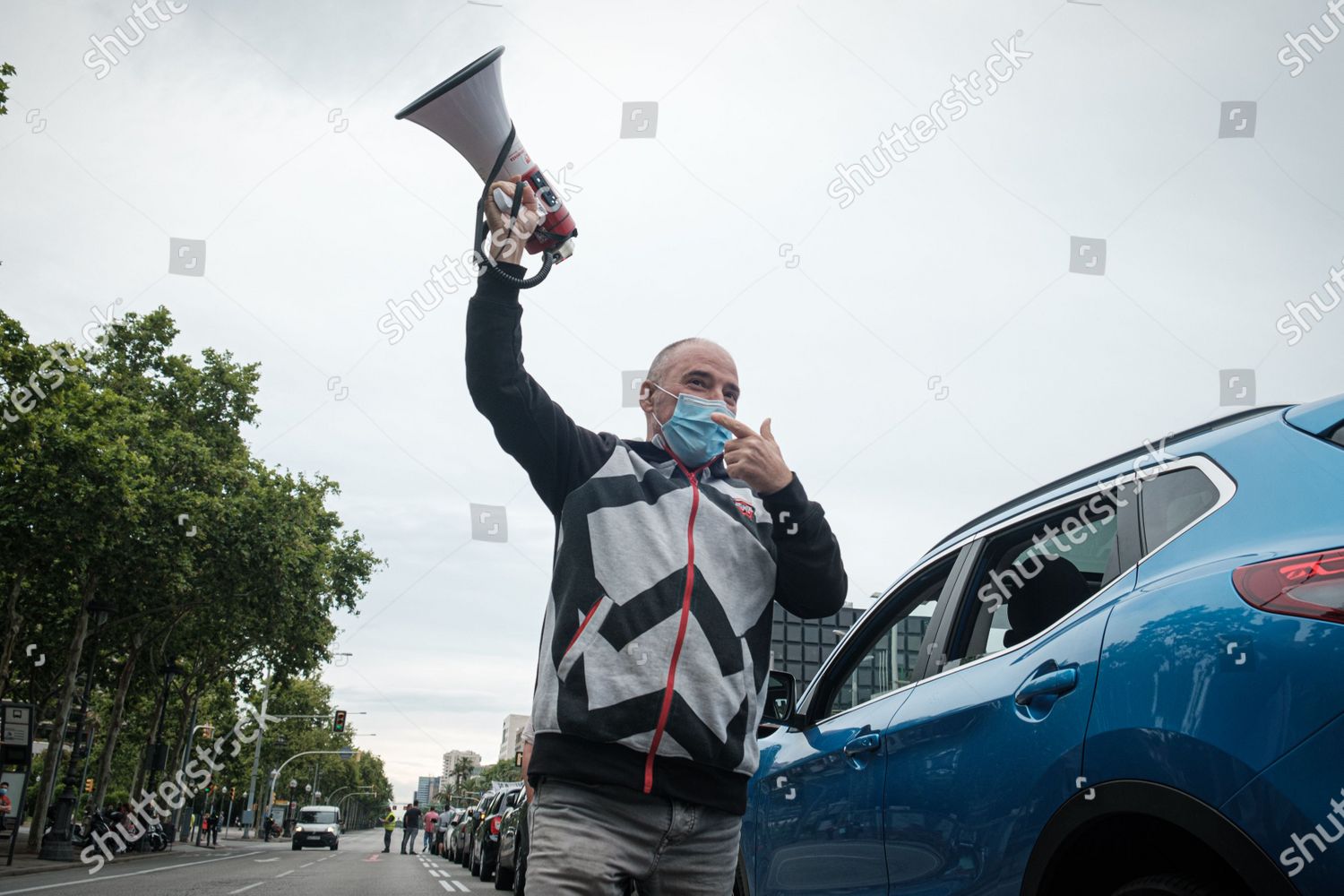 Protester Speaking On Megaphone During Demonstration Editorial Stock ...